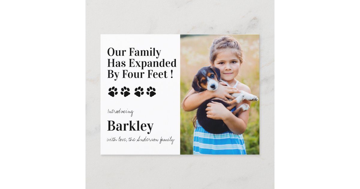 Personalized Photo Puppy Dog New Pet Announcement Postcard | Zazzle