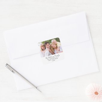Personalized Photo Return Address Square Stickers | Zazzle