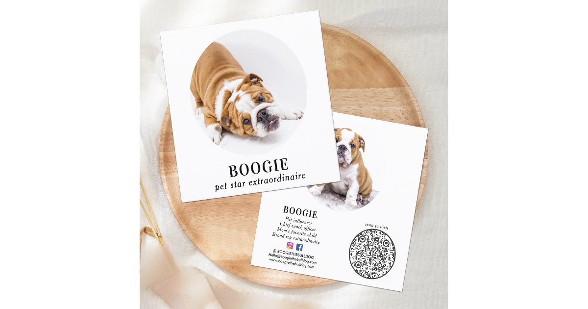 Personalized Photo Social Media Dog Pet Influencer Square Business Card ...