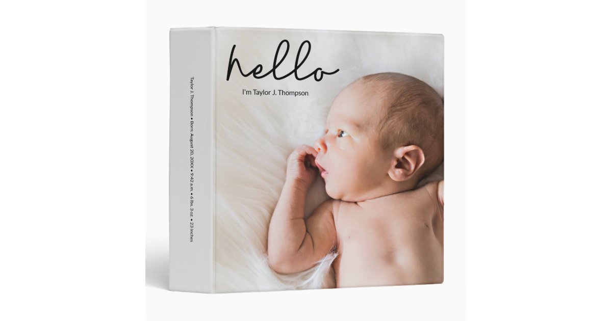 Personalized photo stat message baby photos 3 ring binder | Zazzle