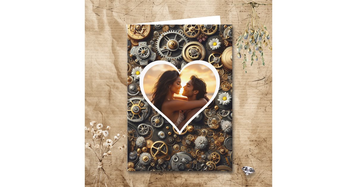Personalized Photo Steampunk Happy Anniversary Card | Zazzle