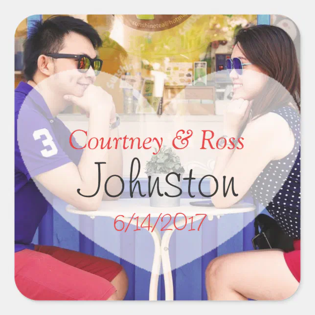 Personalized Photo Sticker with Couple's Picture | Zazzle