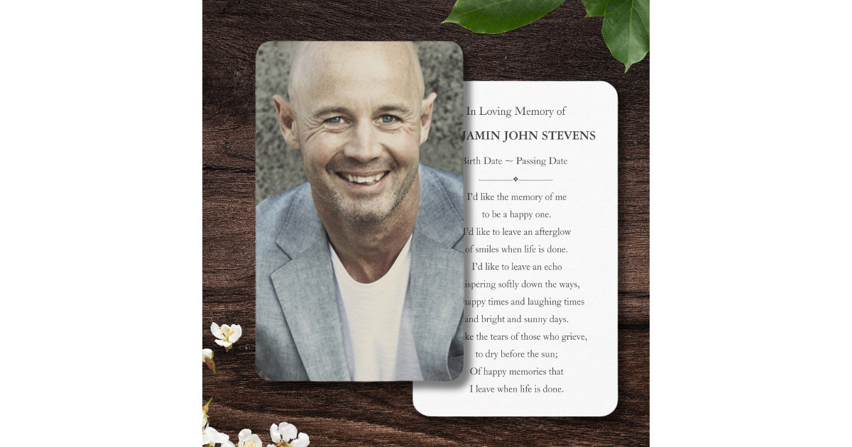 Personalized Photo Sympathy Funeral Memorial Card | Zazzle