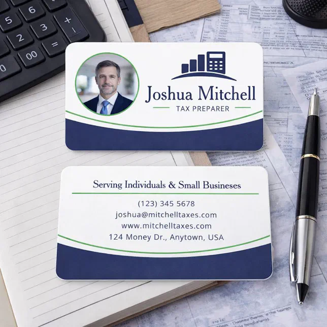 Personalized Photo Tax Preparer Professional Business Card | Zazzle