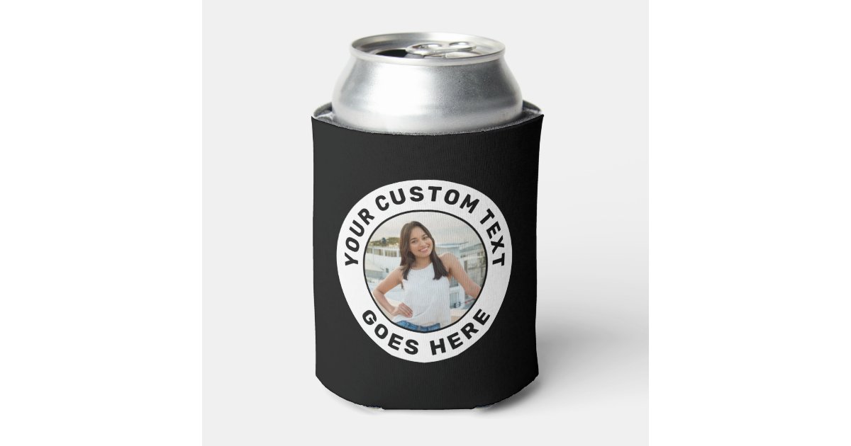 Personalized Photo & Text Custom Can Cooler | Zazzle