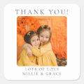 Personalized Photo Thank You Square Sticker | Zazzle