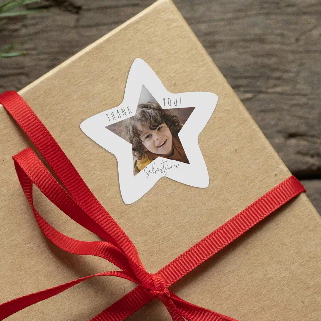 Personalized Photo Thank You Star Sticker | Zazzle