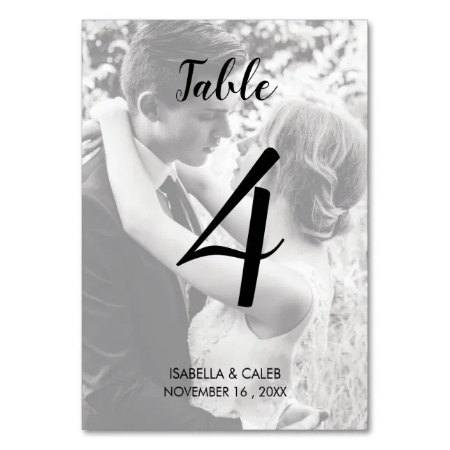 Personalized Photo Wedding Table Number Card | Zazzle