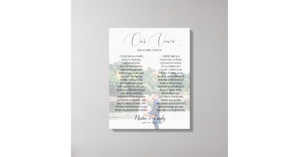 Personalized Photo Wedding & Vows Canvas Print | Zazzle