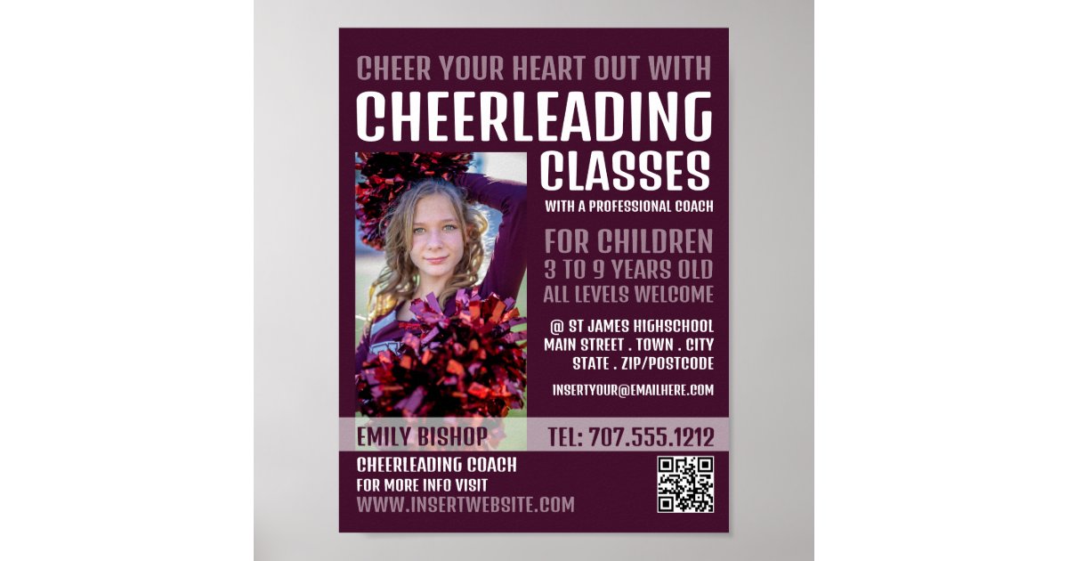 Personalized Photograph, Cheerleading Classes Poster | Zazzle