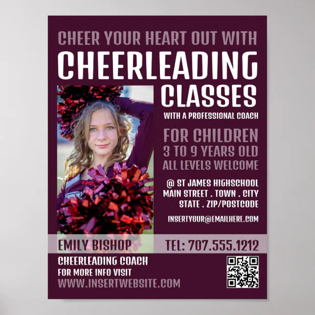 Personalized Photograph, Cheerleading Classes Poster | Zazzle