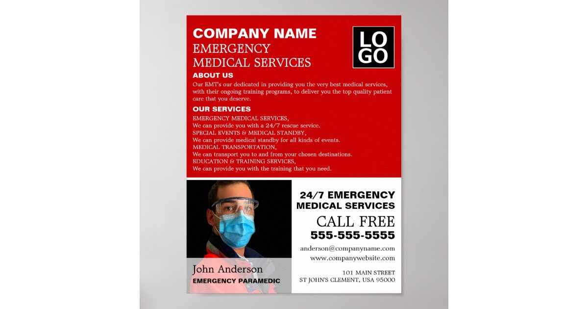 Personalized Photograph, EMT, Paramedic Poster | Zazzle