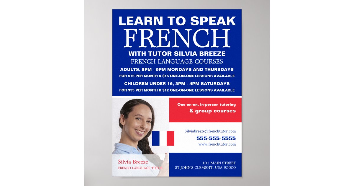 Personalized Photograph, French Language Course Poster | Zazzle