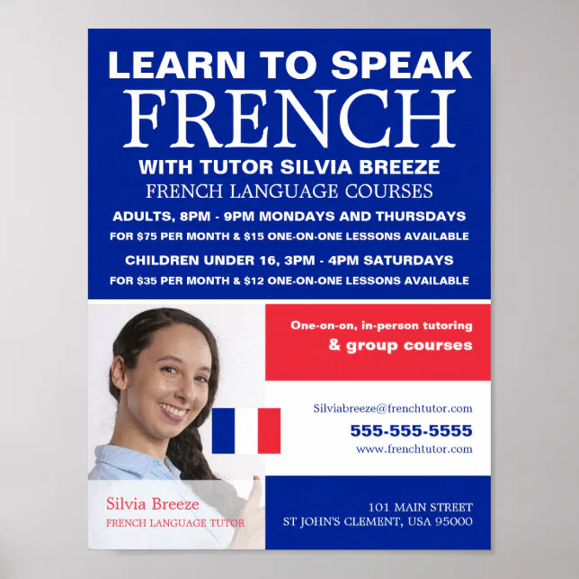 Personalized Photograph, French Language Course Poster | Zazzle