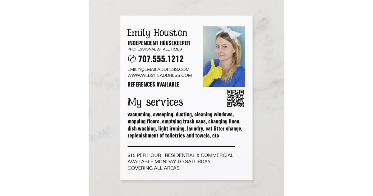 Personalized Photograph, Housekeeper, Maid Flyer | Zazzle