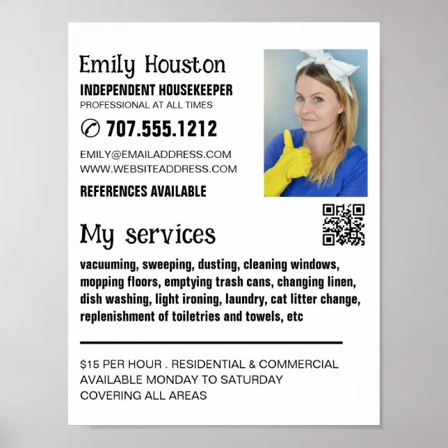 Personalized Photograph, Housekeeper, Maid Poster | Zazzle