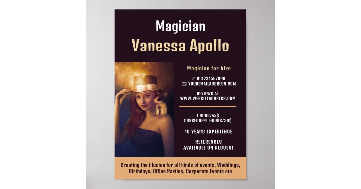 Personalized Photograph, Magician Advertising Poster | Zazzle