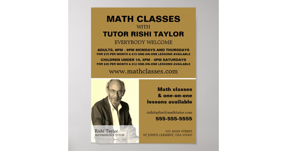Personalized Photograph, Math Classes Advertising Poster | Zazzle