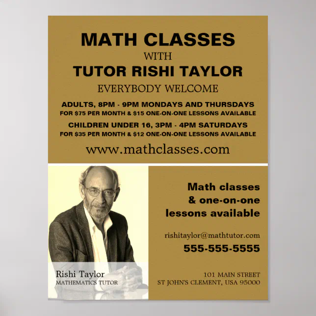 Personalized Photograph, Math Classes Advertising Poster | Zazzle