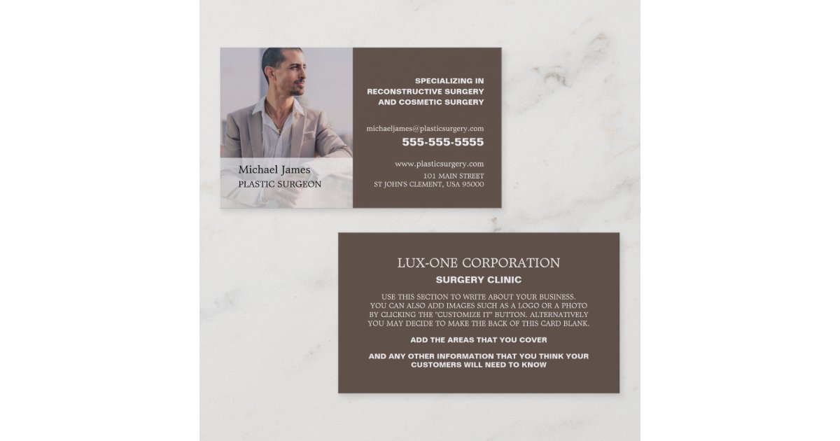 Personalized Photograph, Plastic Surgeon/Surgery Business Card | Zazzle