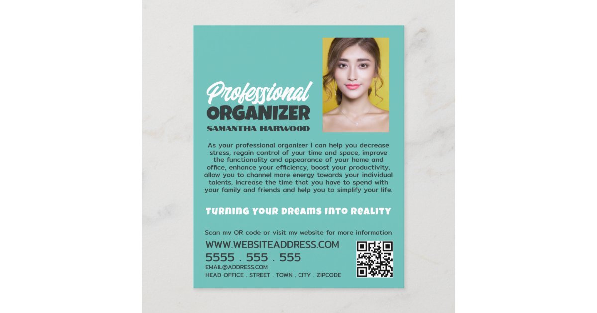 Personalized Photograph, Professional Organizer Flyer | Zazzle