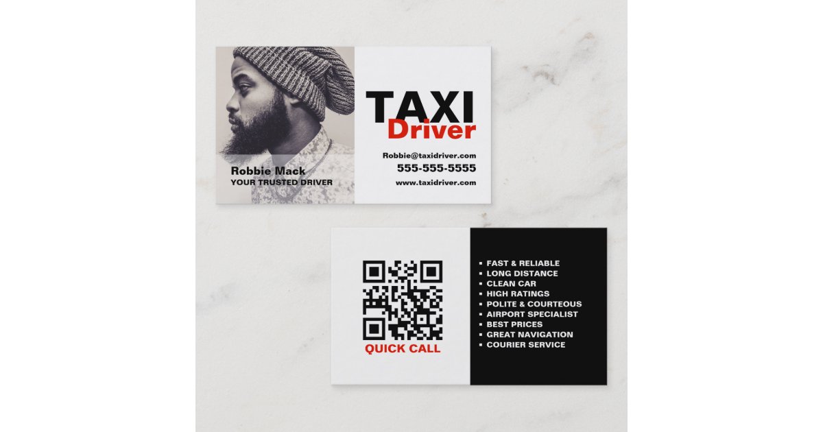 Personalized Photograph, Taxi Driver Business Card | Zazzle