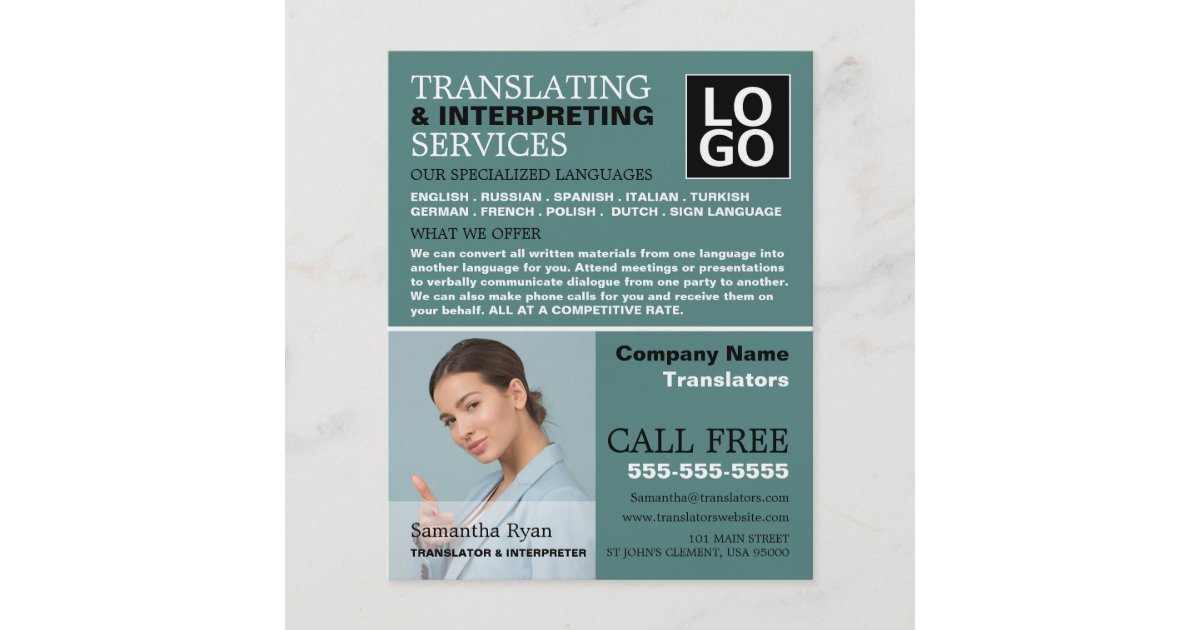 Personalized Photograph, Translator & Interpreter Flyer | Zazzle