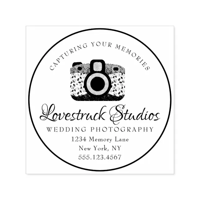Personalized Photographer Business Logo Camera Self-inking Stamp | Zazzle