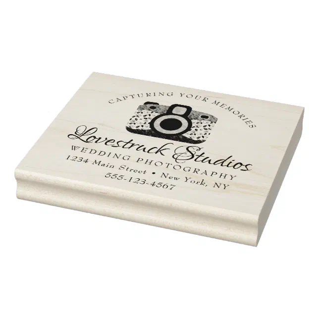 Personalized Photography Business Logo Camera Rubber Stamp | Zazzle