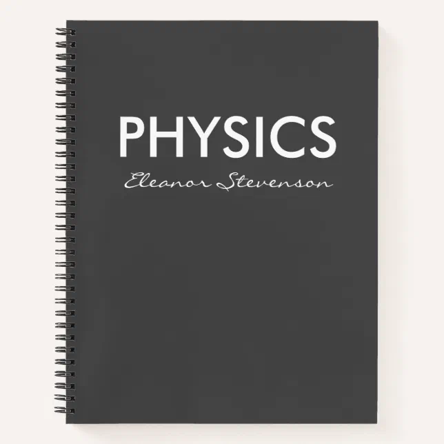 Personalized Physics Graph Paper Black and White Notebook | Zazzle