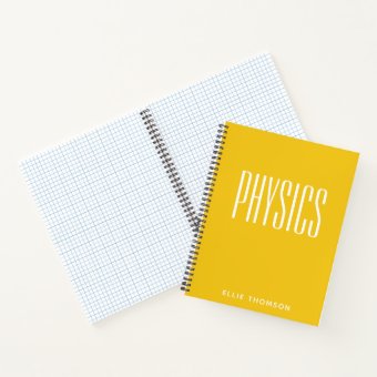 Personalized Physics Graph Paper Simple Yellow Notebook | Zazzle
