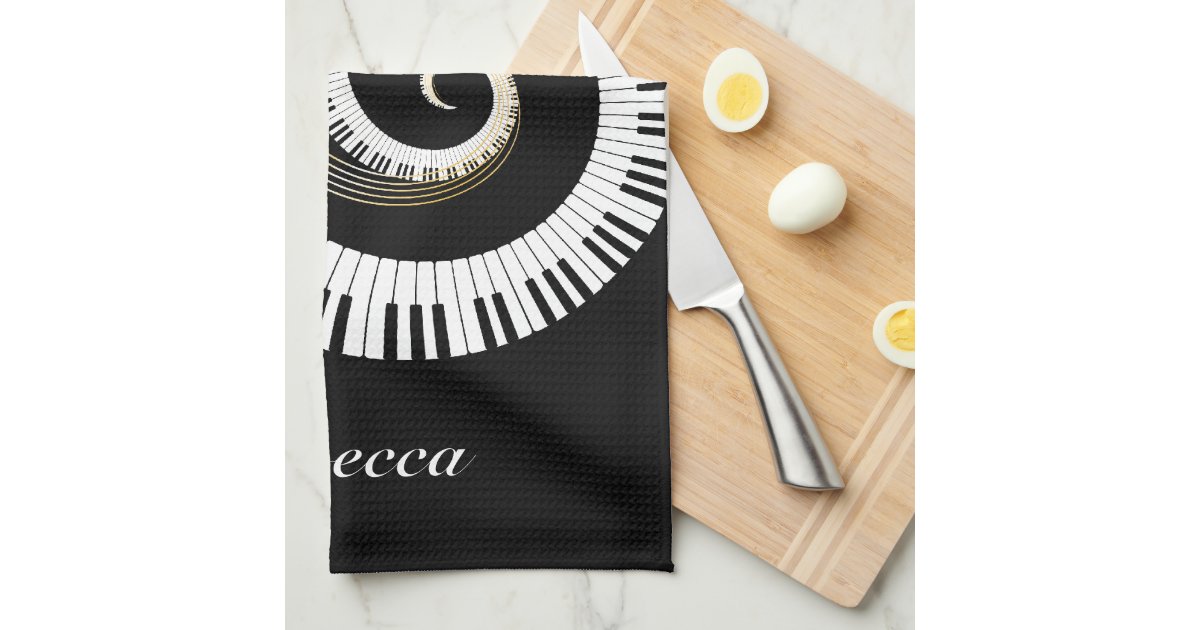 Personalized Piano Keys and Gold Music Notes Towel | Zazzle