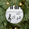 Personalized Piano Keys and Music Notes Christmas Ceramic Ornament | Zazzle