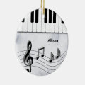 Personalized Piano Keys and Music Notes Christmas Ceramic Ornament | Zazzle