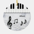 Personalized Piano Keys and Music Notes Christmas Ceramic Ornament | Zazzle