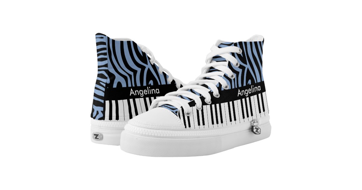 Personalized Piano Keys and zebra print High-Top Sneakers | Zazzle