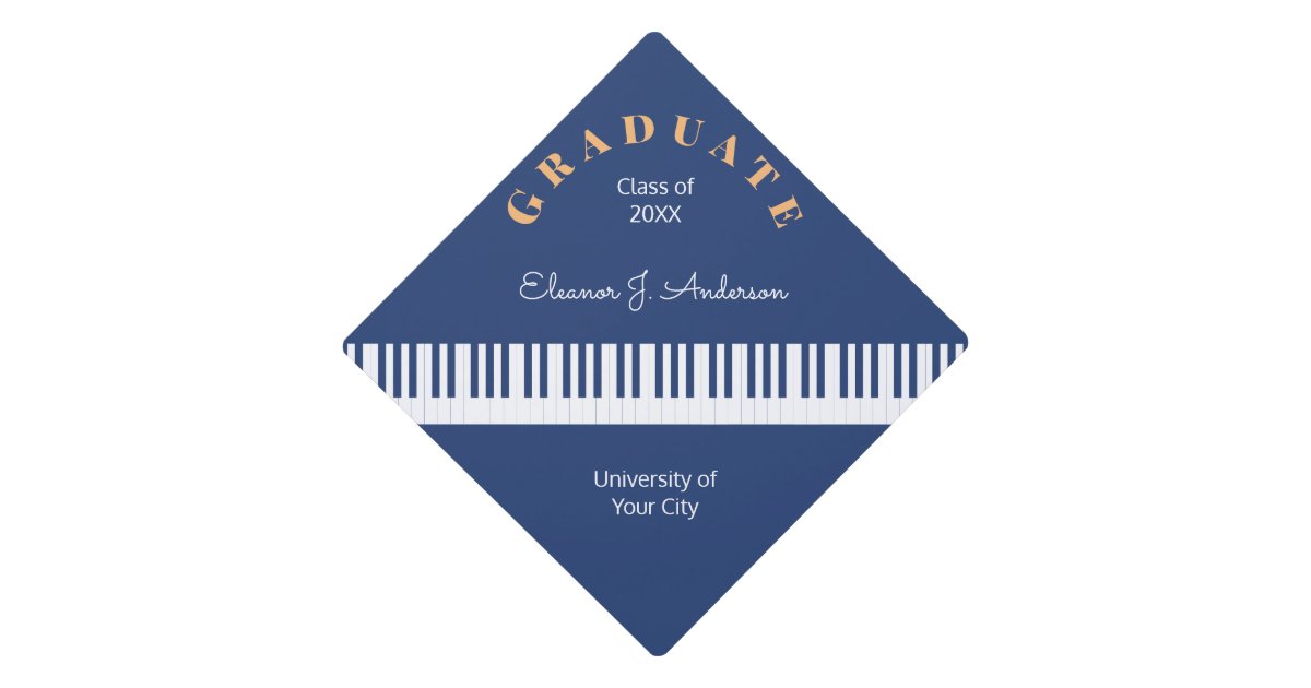 Personalized Piano Keys Musical Keyboard Music Graduation Cap Topper ...