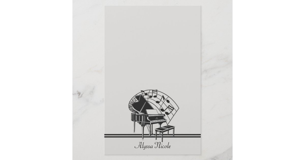 Personalized Piano Musical Notes Stationery | Zazzle