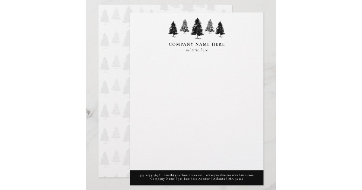 Personalized Pine Tree Themed Business Letterhead | Zazzle