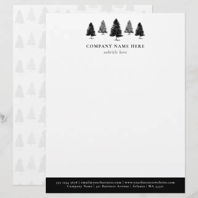 Personalized Pine Tree Themed Business Letterhead | Zazzle