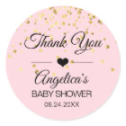 Personalized Pink and Gold Baby Shower Labels | Zazzle