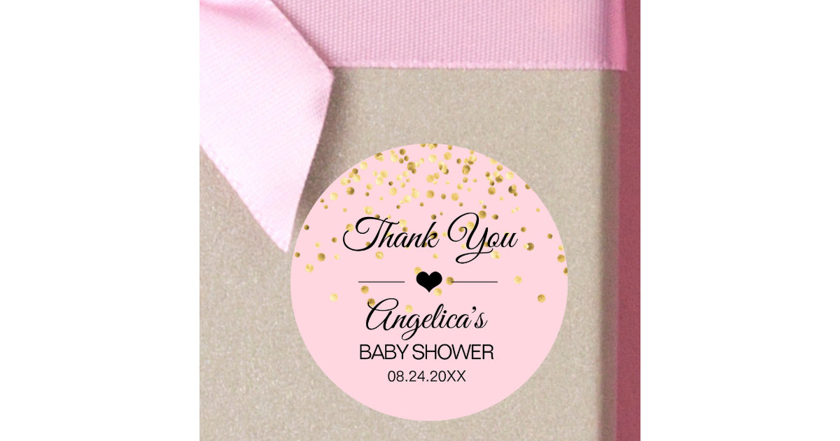 Personalized Pink and Gold Baby Shower Labels | Zazzle
