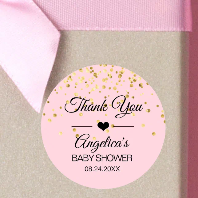 Personalized Pink and Gold Baby Shower Labels | Zazzle