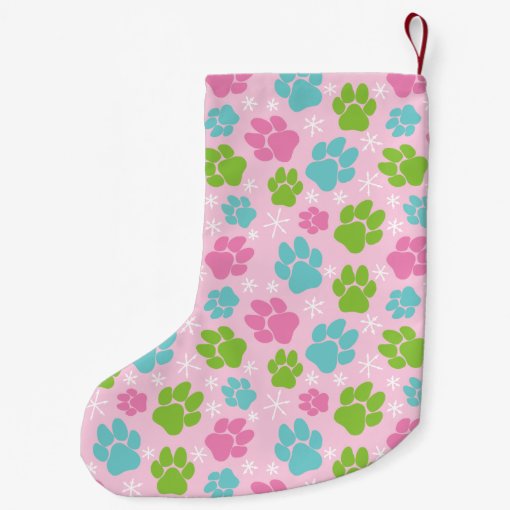 Personalized Pink and White Dog Small Christmas Stocking | Zazzle