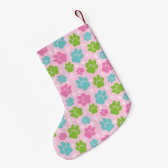 Personalized Pink and White Dog Small Christmas Stocking | Zazzle