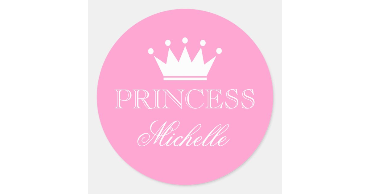 Personalized pink baby shower stickers with crown | Zazzle