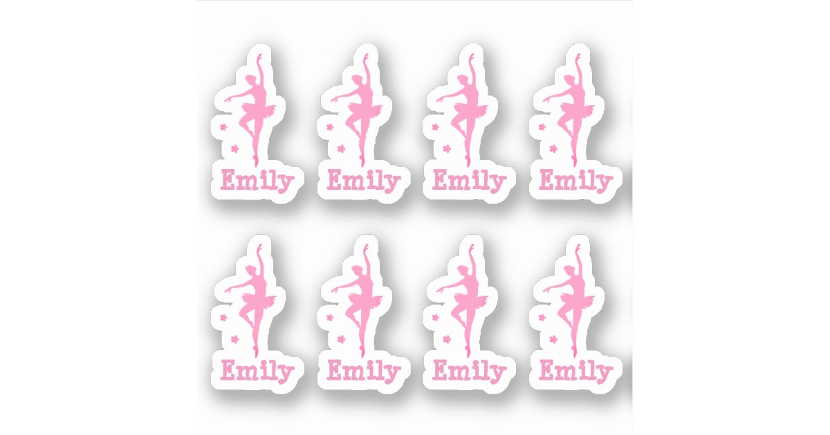 personalized pink ballerina sticker | Zazzle