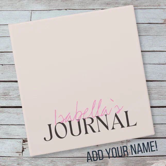 Personalized Pink & Black Binder Journal | Zazzle