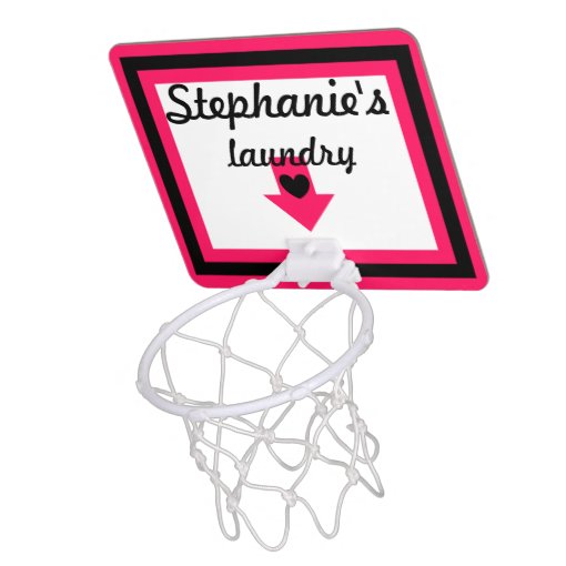 Personalized Pink & Black Laundry Basketball Hoop | Zazzle