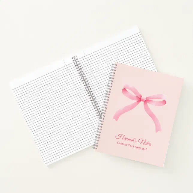 Personalized Pink Bow Girly Coquette Notebook | Zazzle